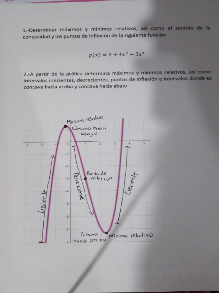 Ejercicio Maximos, Minimos Relativos y Puntos de Inflexion - LSRX | PDF