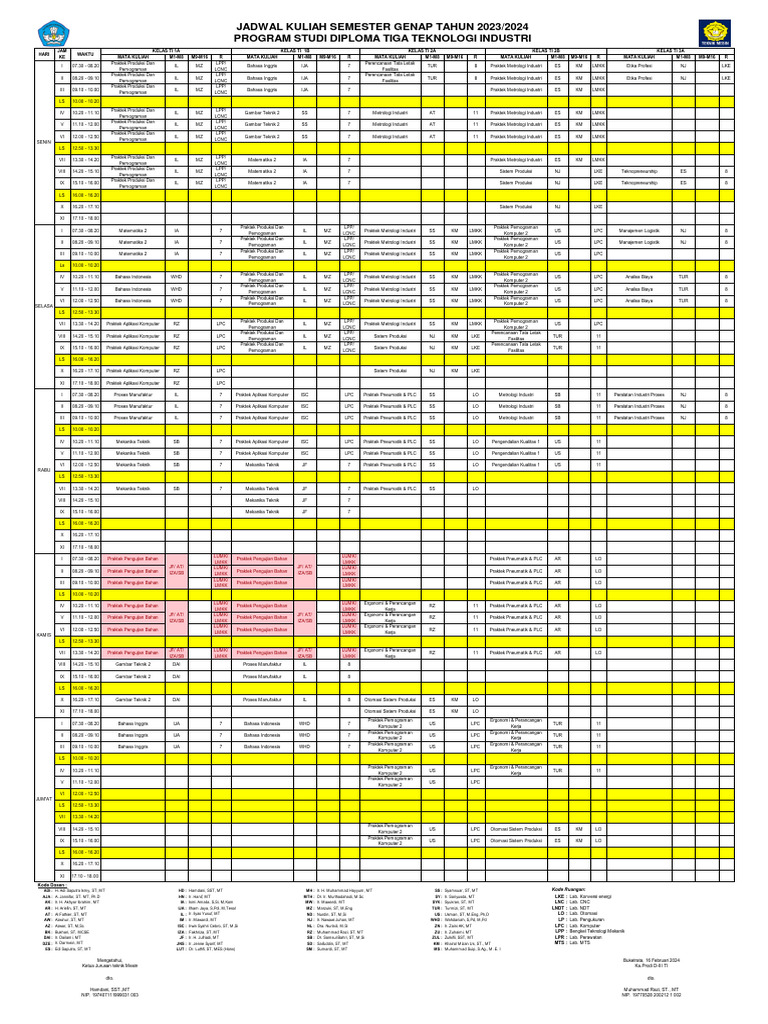Roster TI Genap 2023-2024 Rev.2 | PDF