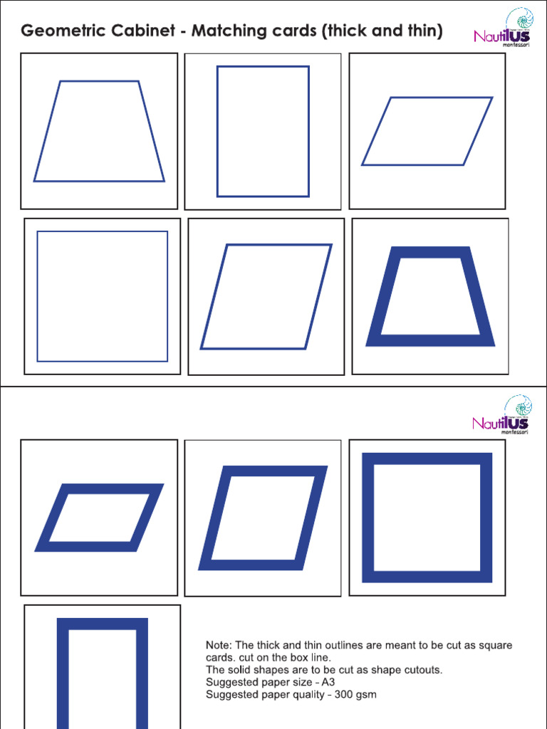 Geometric Shapes Cards (Thick and Thin Outlines) | PDF