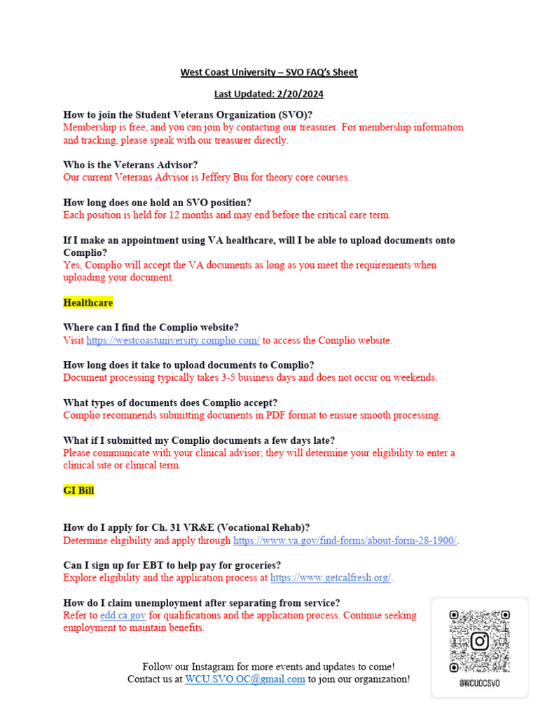 Wcu Veteran Faqs Sheet | Download Free PDF | United States Department ...