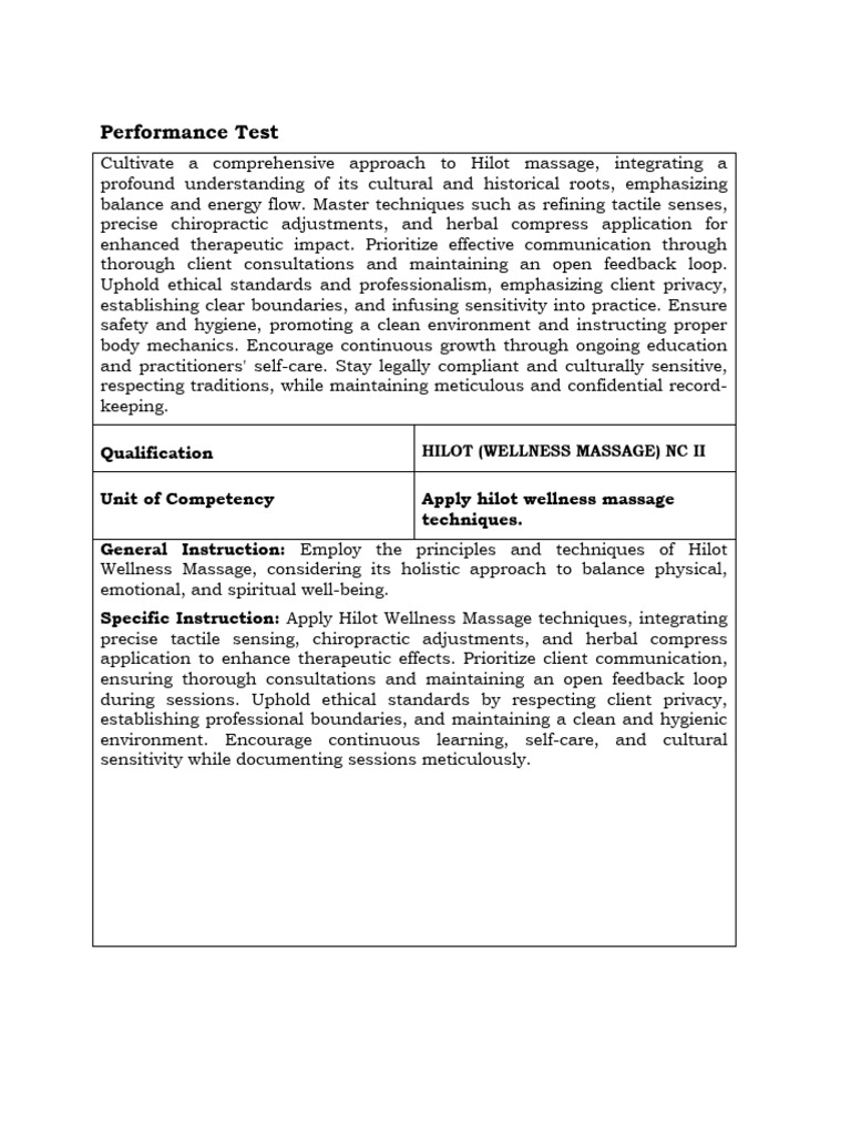 Tesda Performance Test | PDF