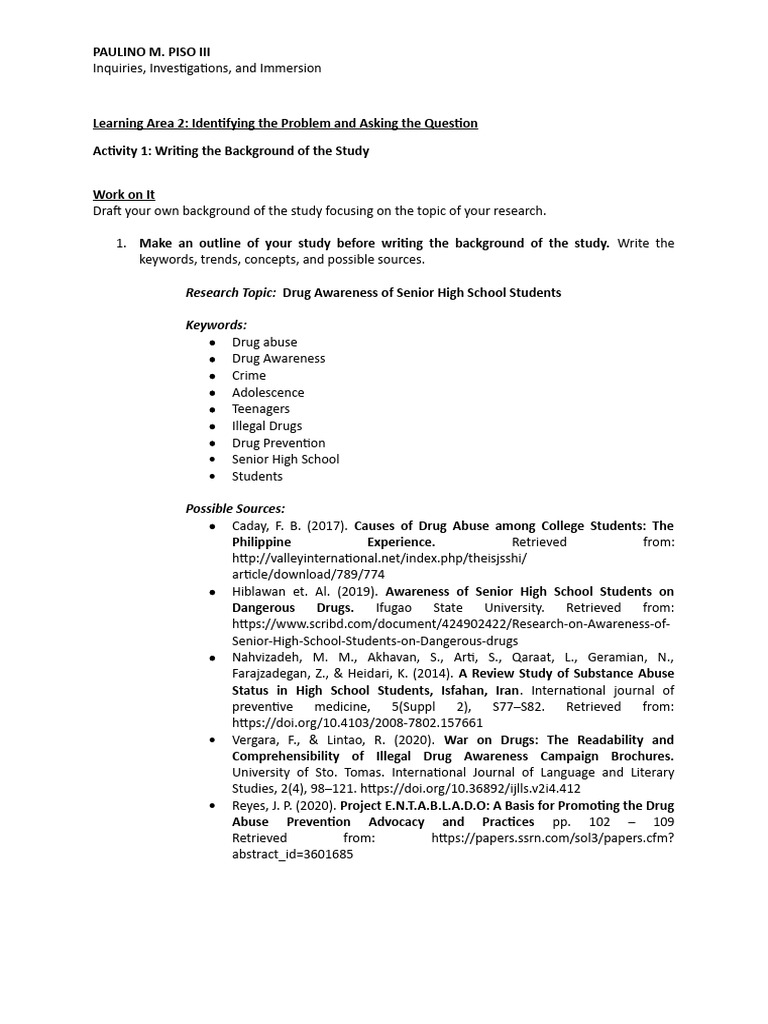 Drug Awareness in High School Students | PDF | Learning | Substance Abuse