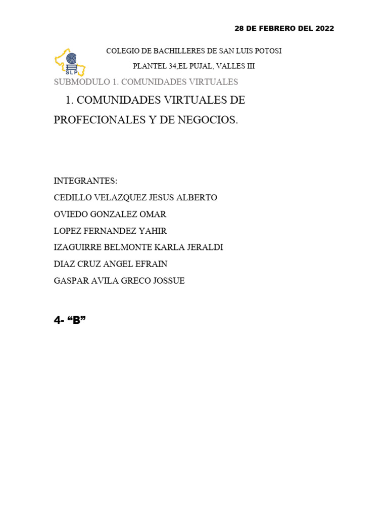 4B, CV, M2, Act1, Eq1 1 | PDF | Persona de libre dedicación | Software
