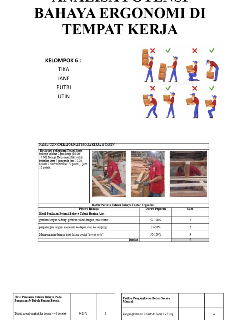 Analisa Potensi Bahaya Ergonomi Di Tempat Kerja Kel 6 | PDF