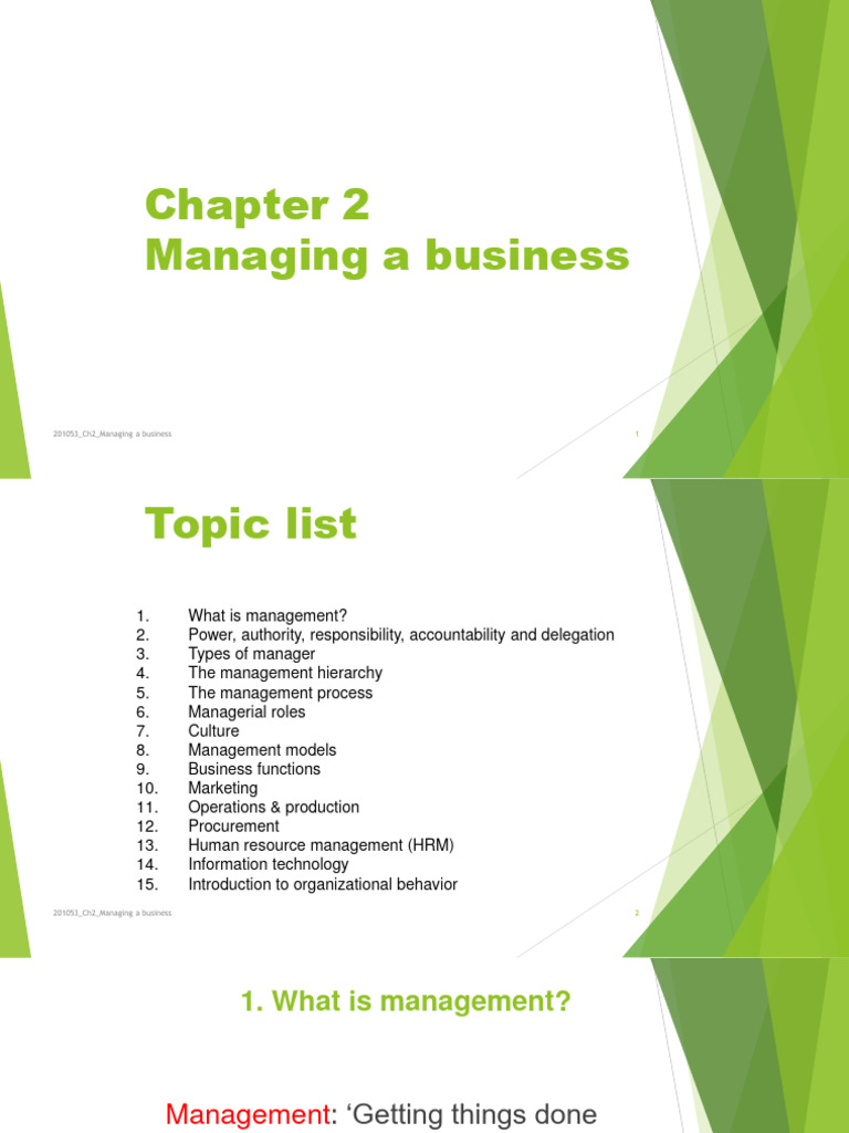 Chapter 2 - Managing A Business | PDF | Marketing | Supply Chain
