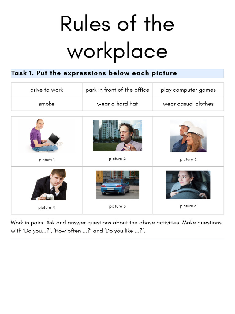 Lesson #6 Rules of The Workplace | PDF