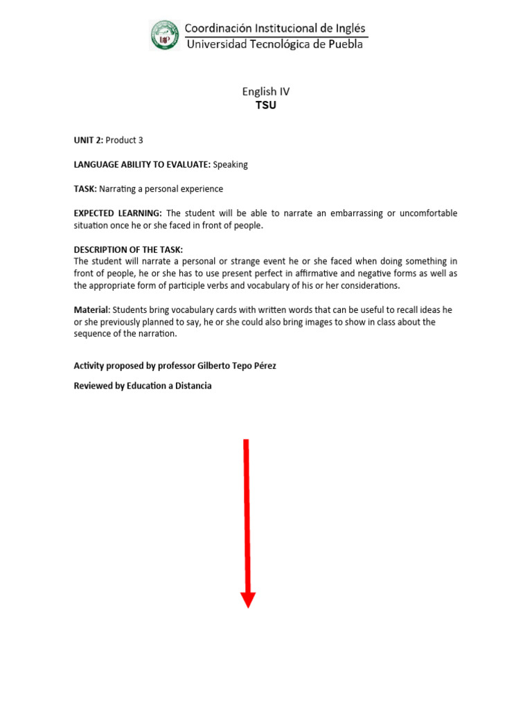 English IV: Speaking Task Guide | PDF | Vocabulary | English Language