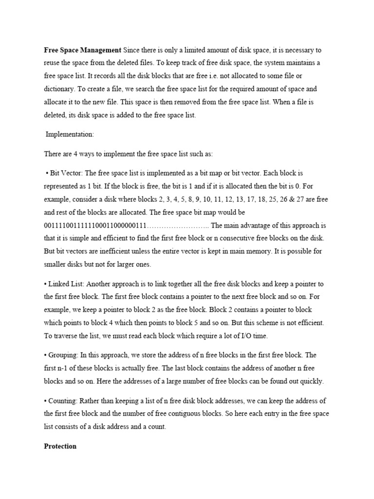 Free Space Management | PDF | Computer File | File System