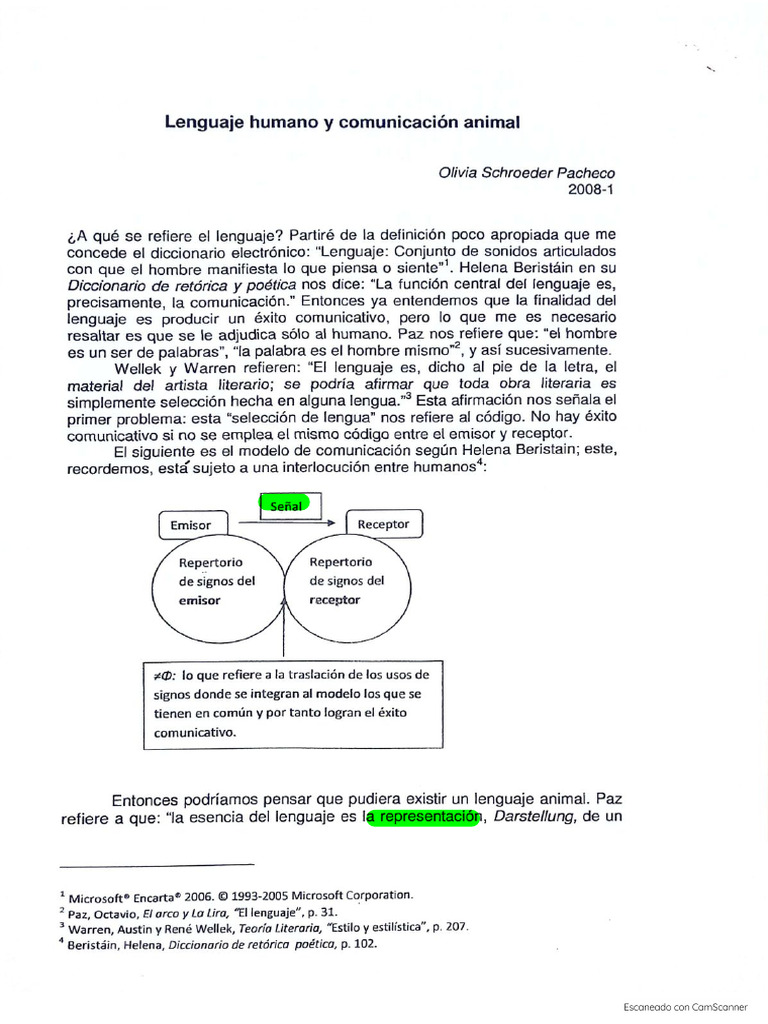Lenguaje Humano y Comunicación Animal | PDF