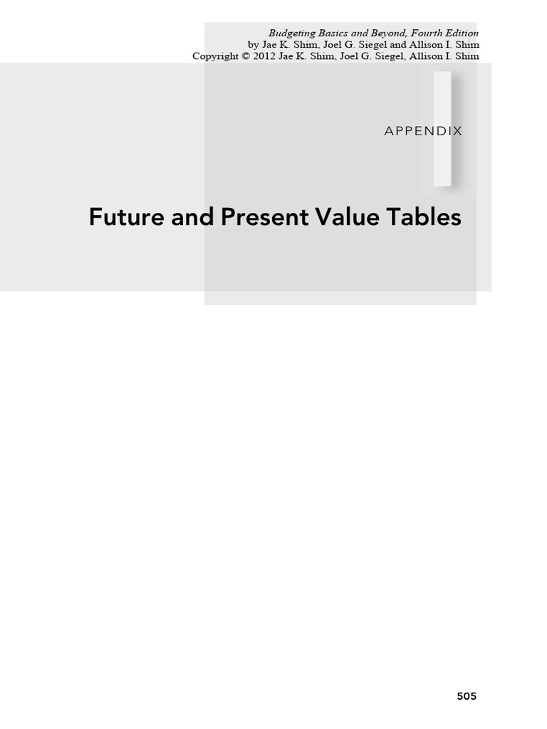 Present and Future Value Tables | PDF | Public Sphere | Mathematical Finance