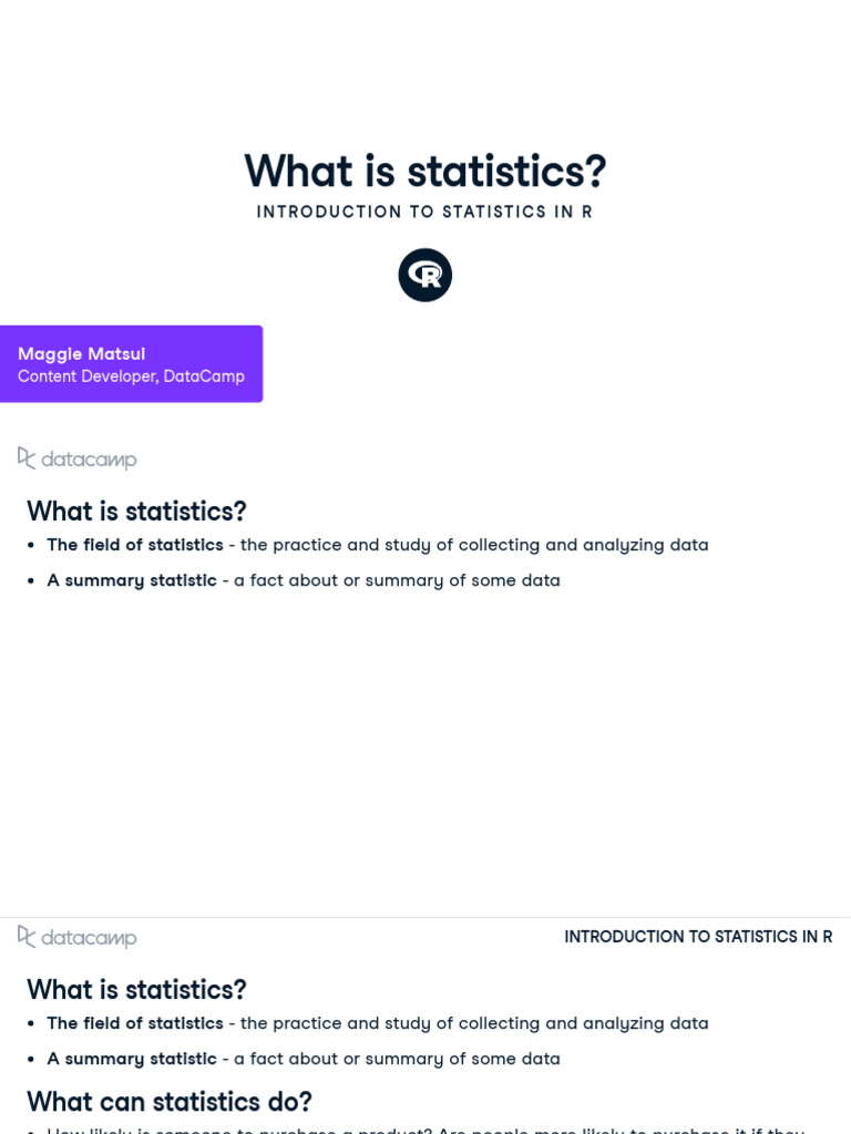 Introduction To Statistics in R | PDF | Statistics | Statistical Inference