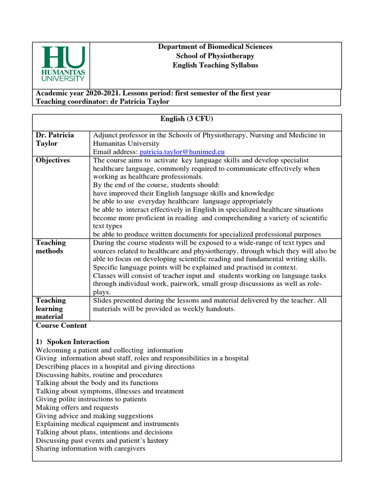 1 English For Physiotherapy | PDF | Health Care | Physical Therapy