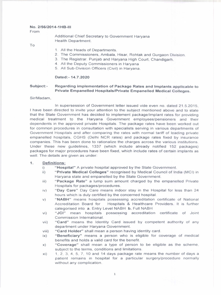 New 1337 Package Rates 14.07.2020 | PDF | Intensive Care Unit | Hospital