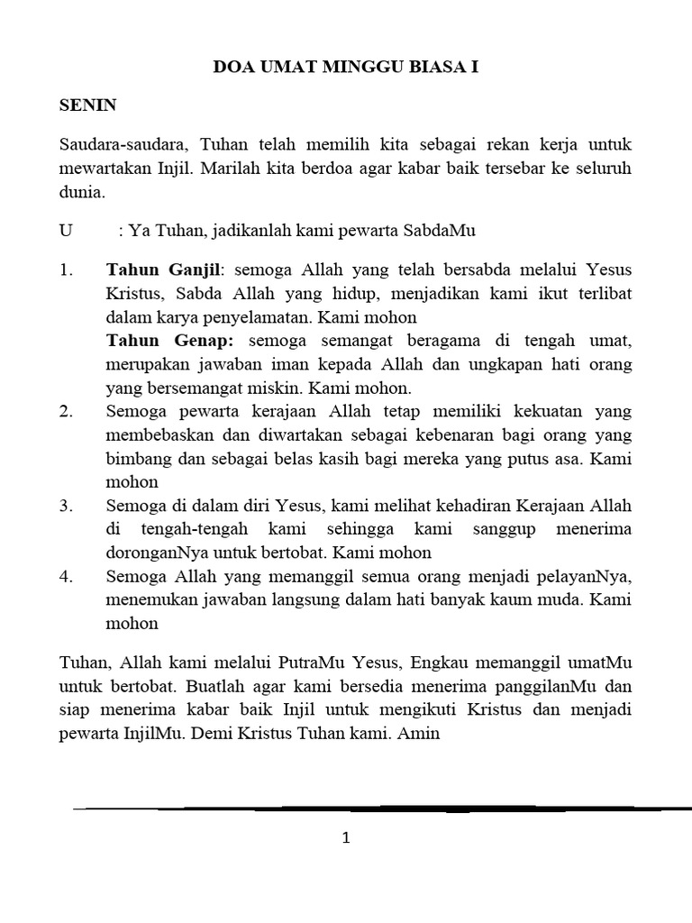 Kumpulan Doa Umat Minggu Biasa | PDF | Filsafat | Agama & Spiritualitas
