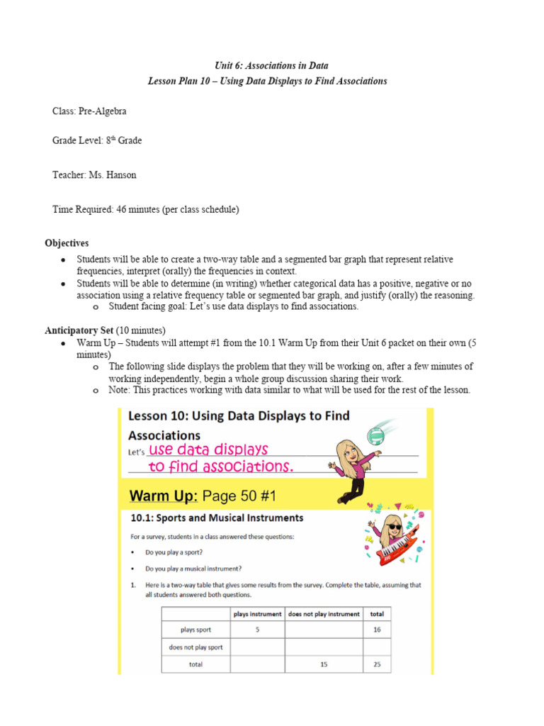 Data Association Lesson Plan | PDF | Lesson Plan | Data