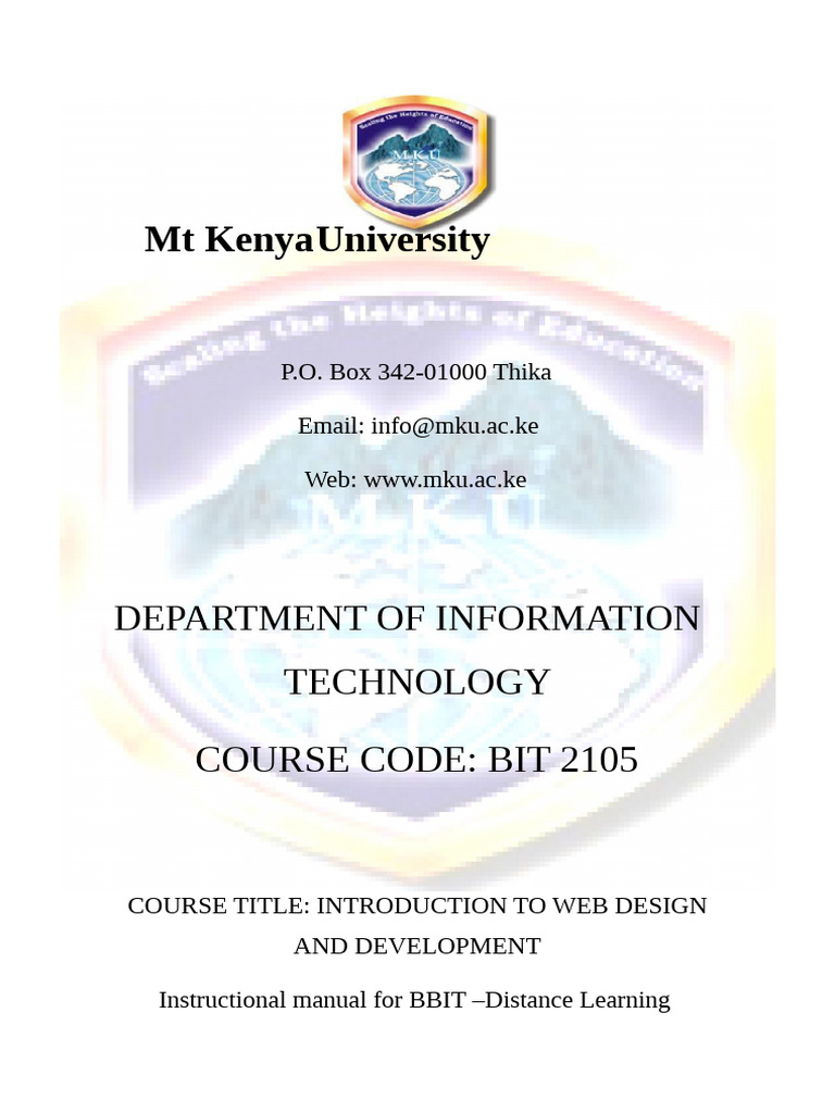 BIT 2105 INTRODUCTION TO WEB DESIGN AND DEVELOPMENT Module | PDF | Domain Name System | World ...