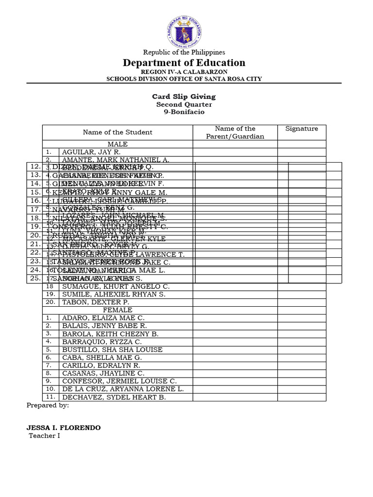 Card Slip Giving-Attendance | PDF