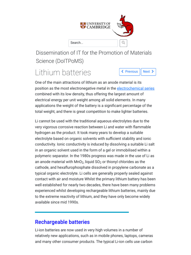Lithium Batteries | PDF | Lithium Ion Battery | Rechargeable Battery