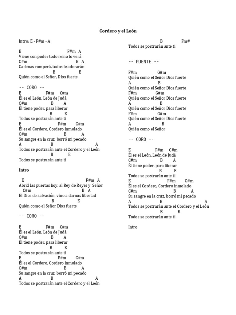 Cordero y El León Acordes | PDF | Creencia religiosa y doctrina | Teología