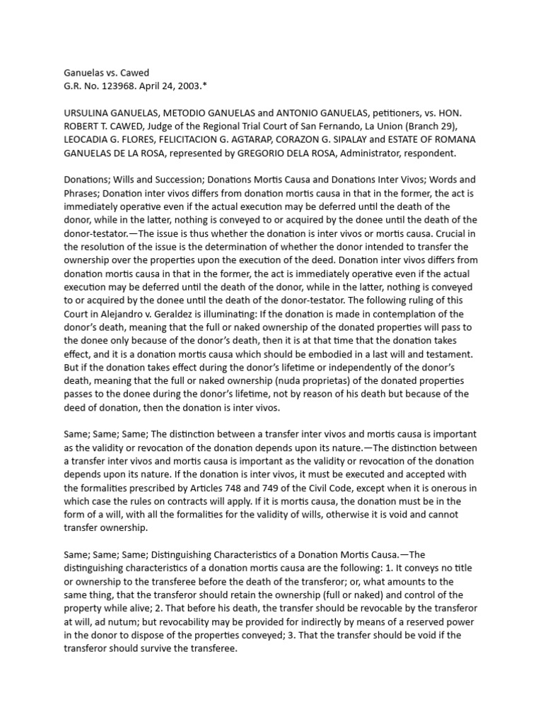 Ganuelas V Cawed | PDF | Deed | Property