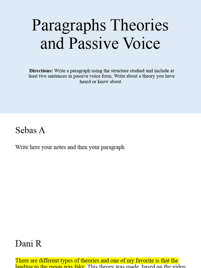 Paragraphs Theories and Passive Voice | PDF | Phobia