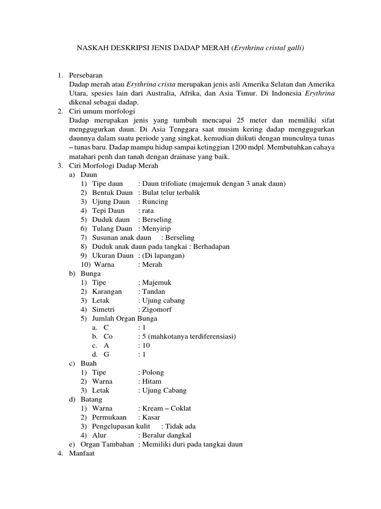 Naskah Deskripsi Jenis Dadap Merah | PDF