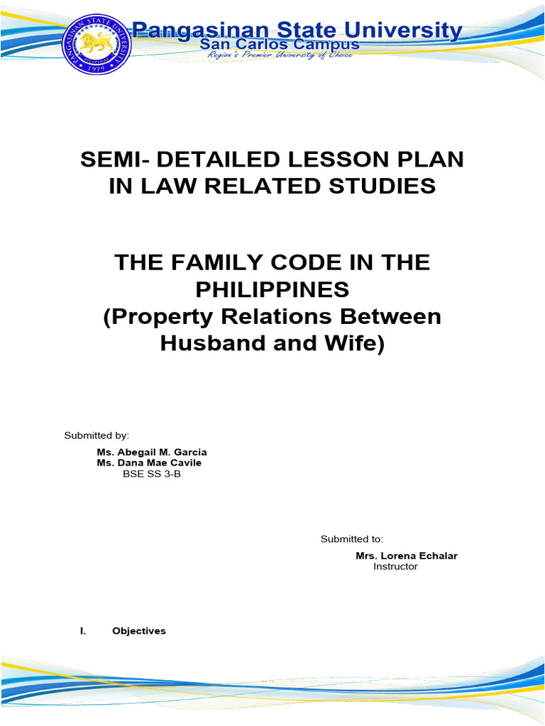 Sdlp-Property Relations Between Husband and Wife | PDF | Marriage | Partnership