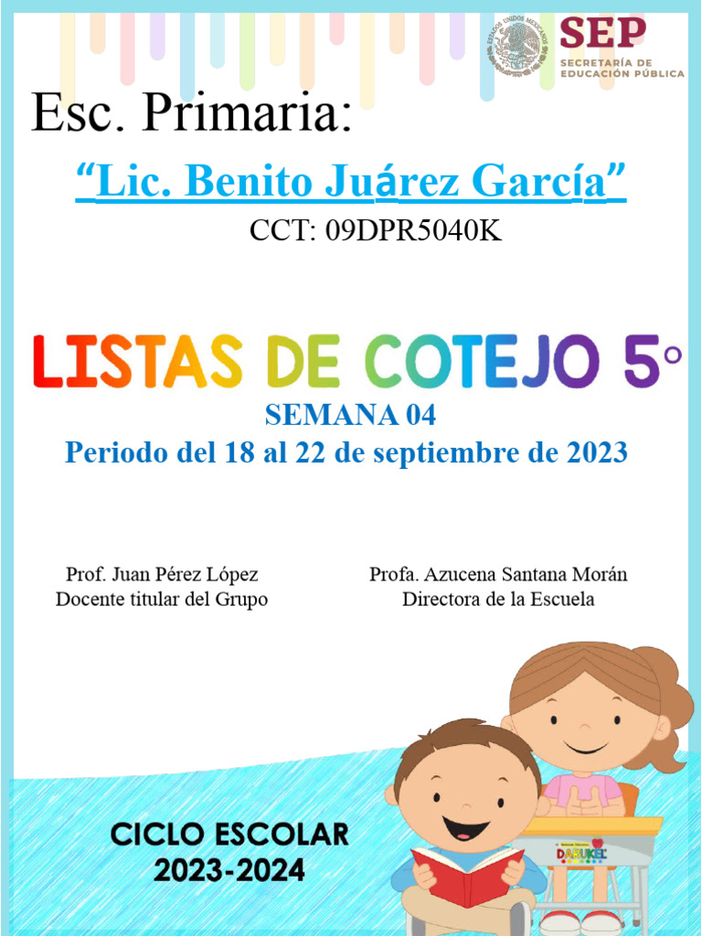 5â° Sem4 Lista de Cotejo Darukel 2023-2024 | PDF