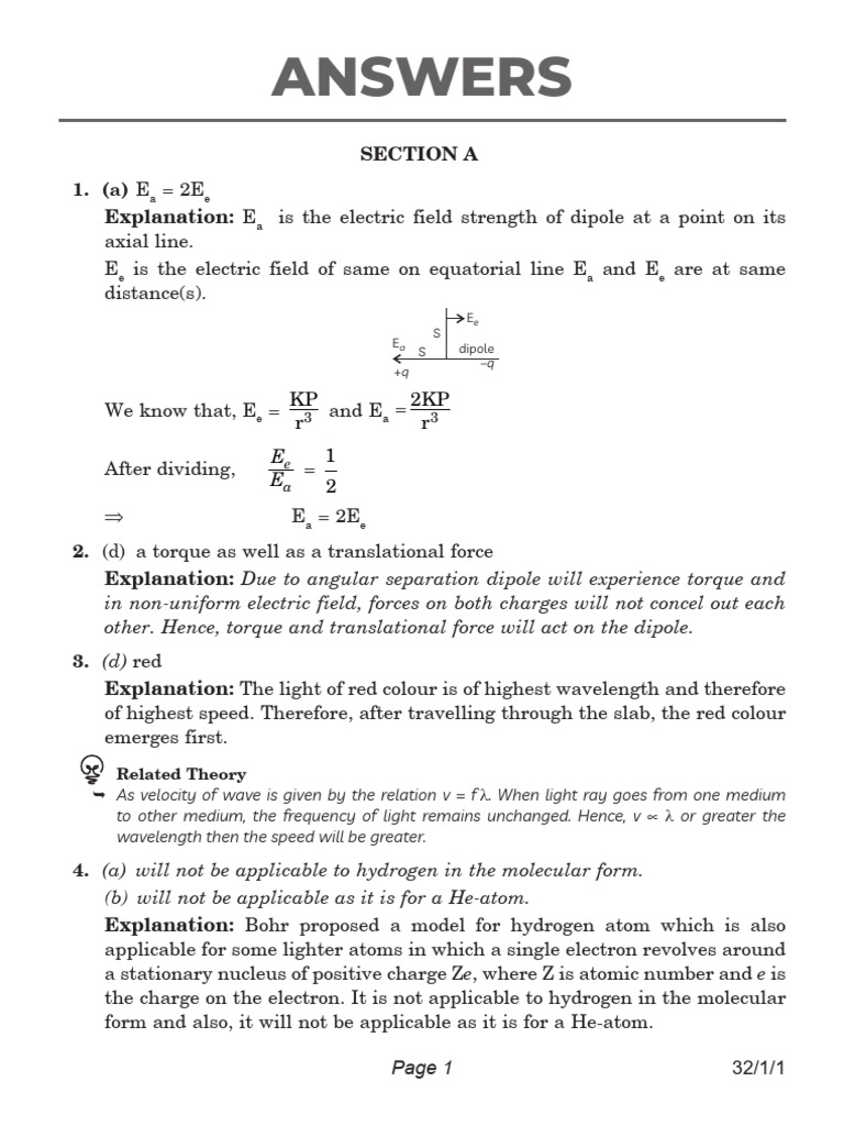 Class XII Physics 23-24 Pre-Board Sol | PDF | Magnetic Field ...