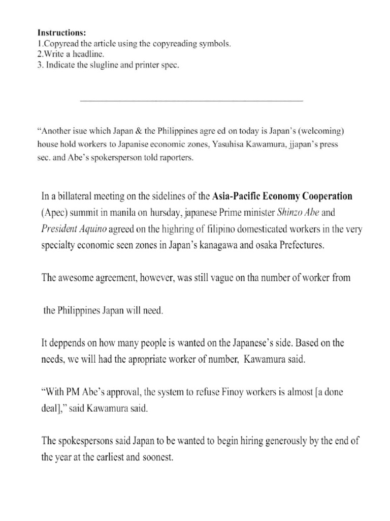 Copy Reading - Worksheet English | PDF