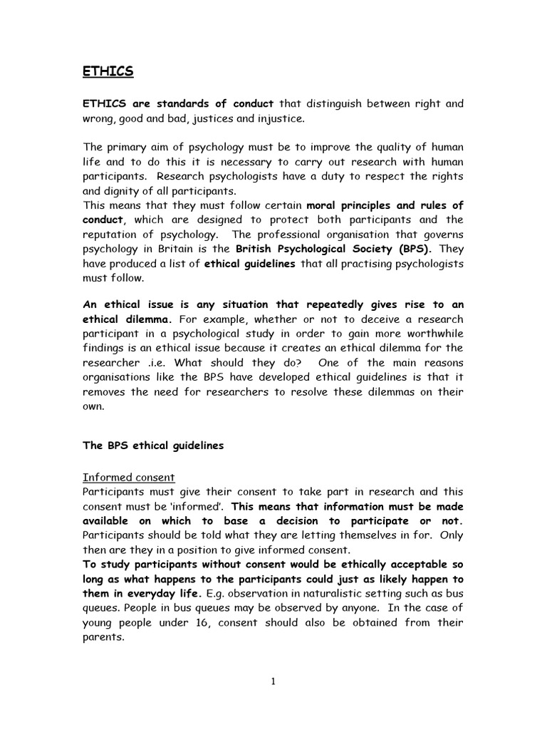 Ethics | PDF | Informed Consent | Deception