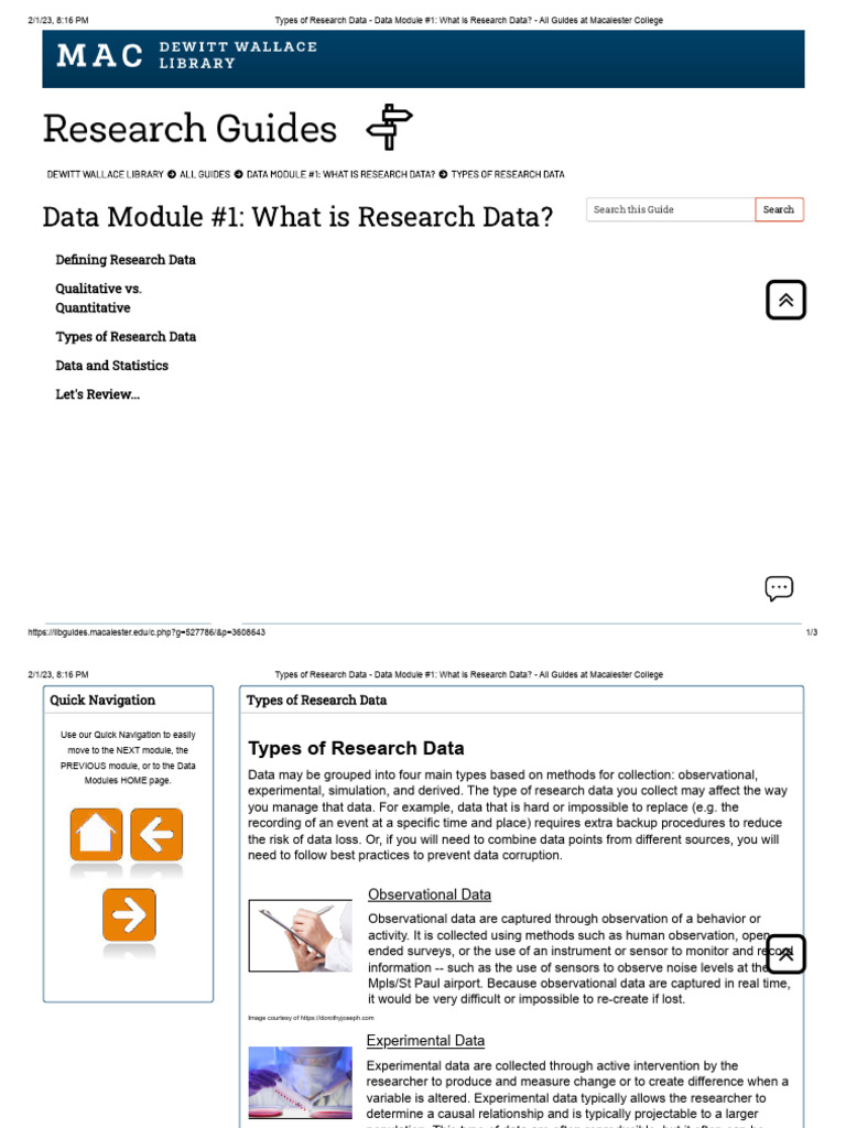 Types of Research Data - Data Module #1 - What Is Research Data | PDF ...