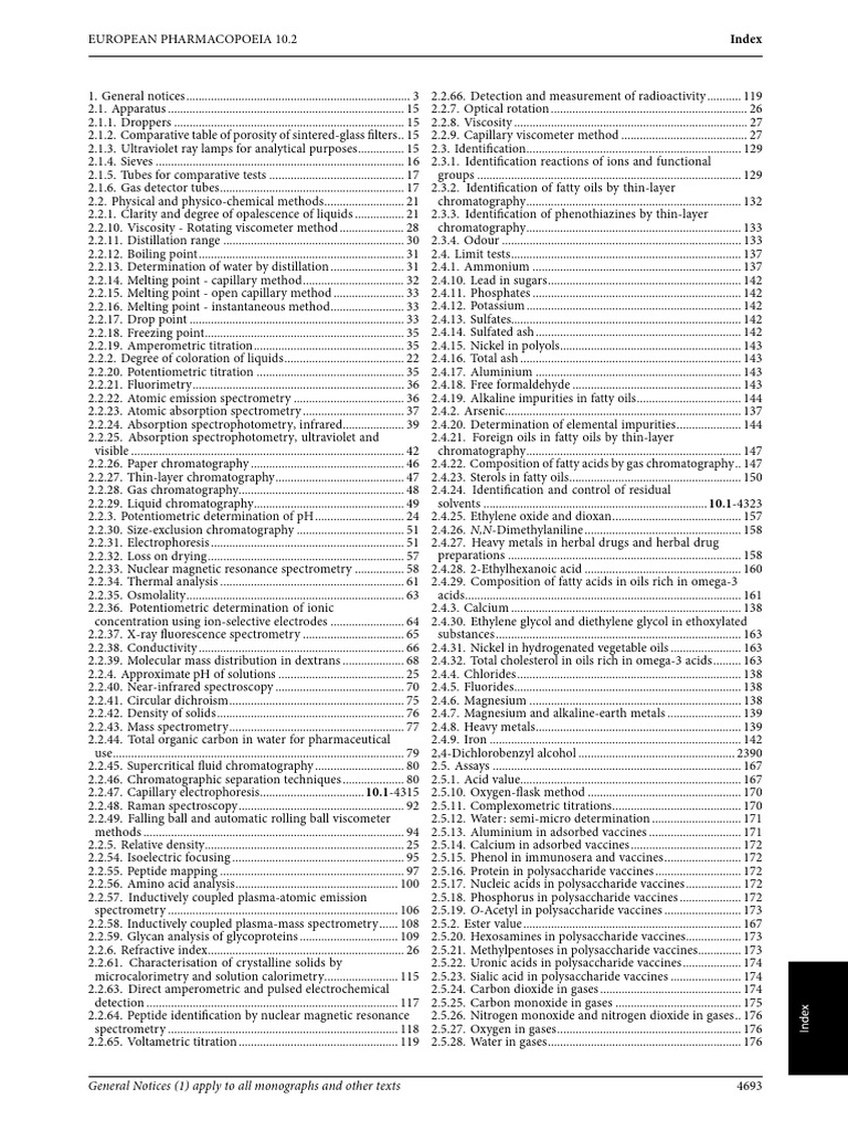 European Pharmacopoeia Index 10 2 | PDF | Spectroscopy | Fatty Acid