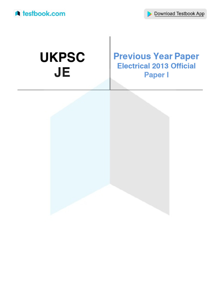 UKPSC JE Electrical 2013 Official Paper I - English - 1632748035 | PDF ...