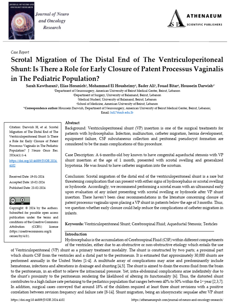 Scrotal Migration Of The Distal End Of The Ventriculoperitoneal Shunt