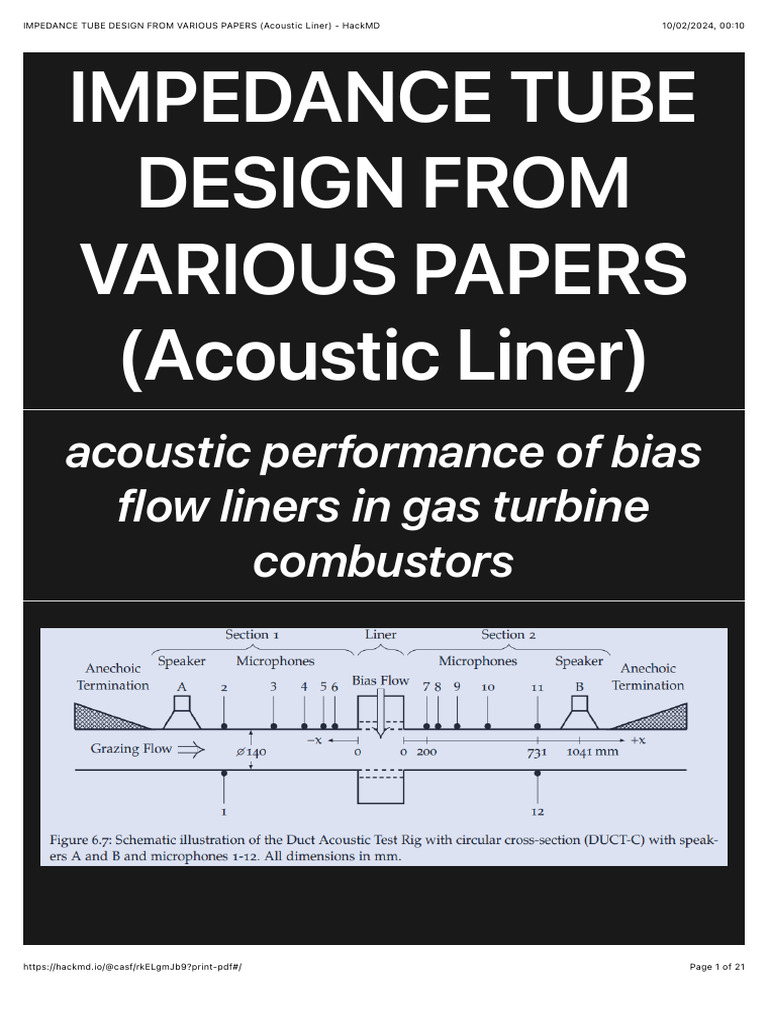 IMPEDANCE TUBE DESIGN FROM VARIOUS PAPERS (Acoustic Liner) - HackMD | PDF | Microphone | Acoustics