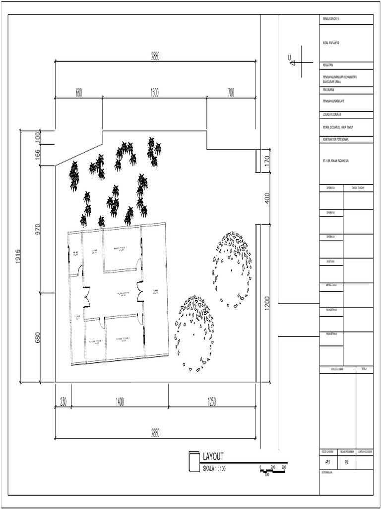 Denah Eksisting - Bangunan Dan Lahan | PDF