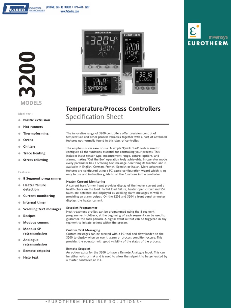 Eurotherm 3200 Series Controllers Datasheet | PDF | Power Supply ...