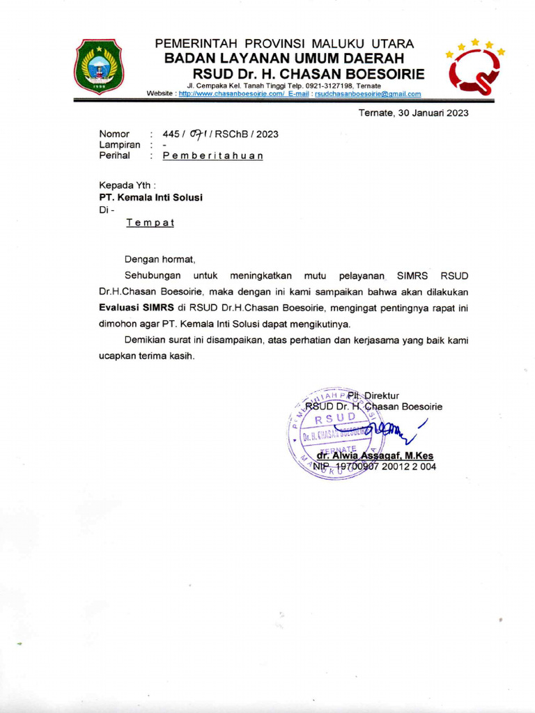 Surat Keluar - Pemberitahuan - PT Kemala Inti Solusi | PDF Surat Keluar - Pemberitahuan - PT Kemala Inti Solusi | PDF