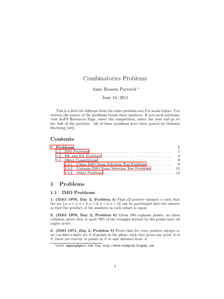 100 Combinatorics Problems With Solution | PDF | Teaching Methods & Materials