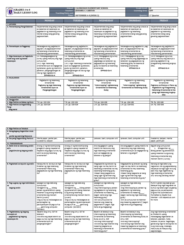DLL - Epp 4 - Q1 - W2 | PDF