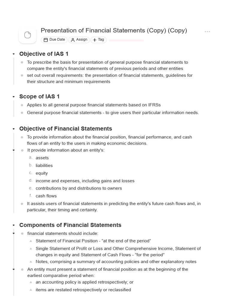 Presentation of Financial Statements (Copy) (Copy) - Taskade | PDF ...