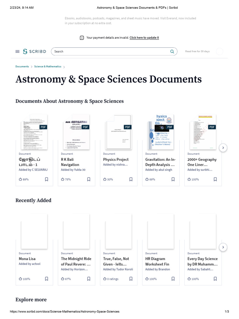 Astronomy & Space Sciences Documents & PDFs | PDF | Scribd