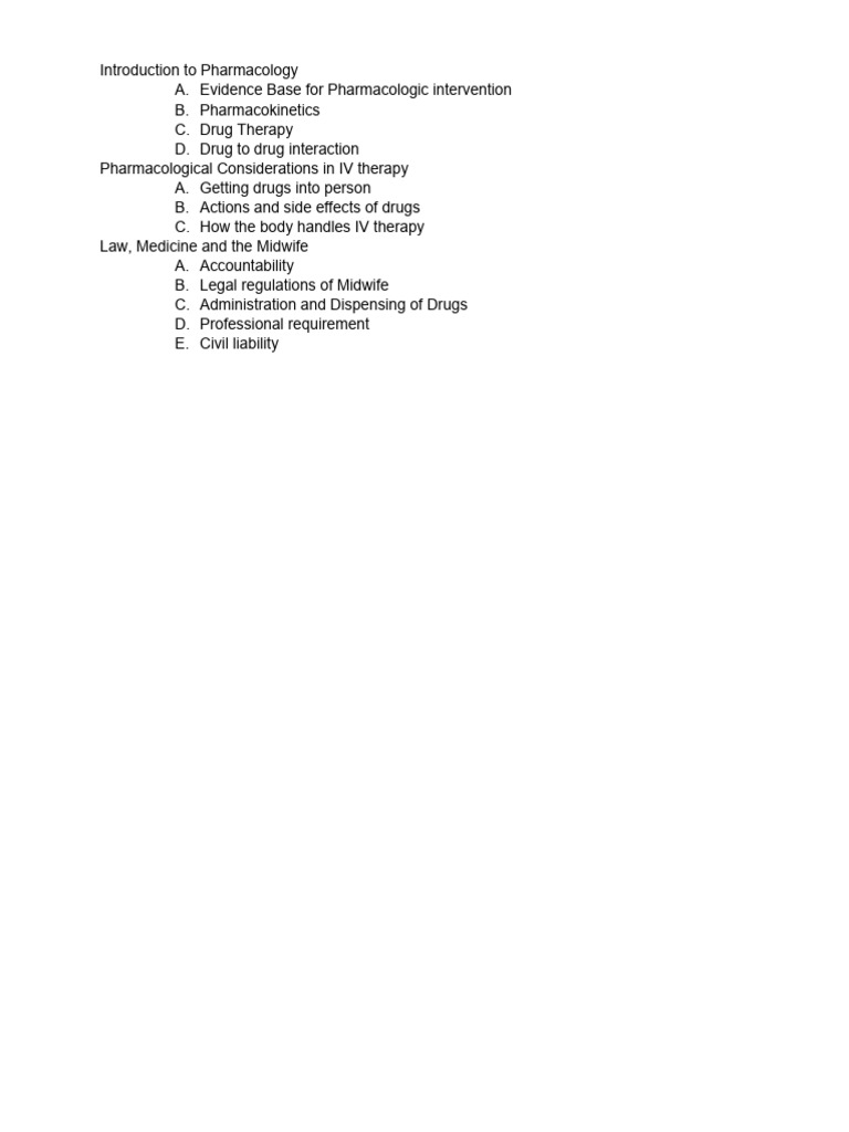 Pharmacology Course Outline | PDF