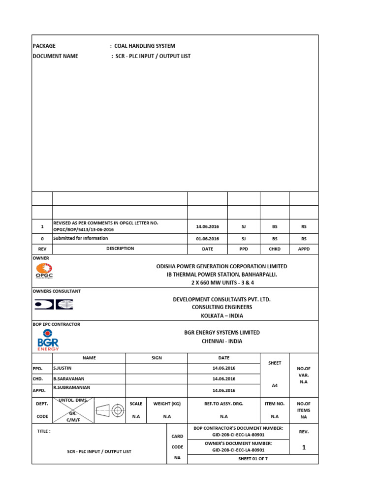 CUSTOMER - GID-208-CI-ECC-LA-80901SCR - PLC IO List | PDF | Pump | Mechanical Engineering