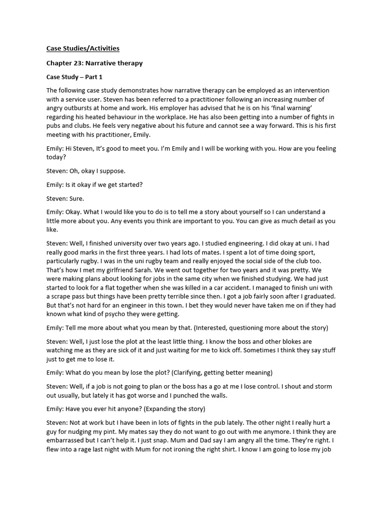Narrative Therapy Case For Anger | PDF | Grief