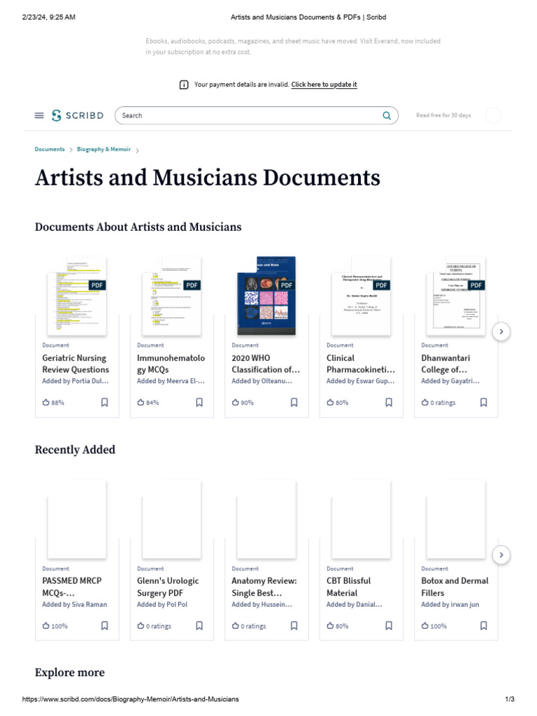 Artists and Musicians Documents dh | PDF | Scribd | Health Care
