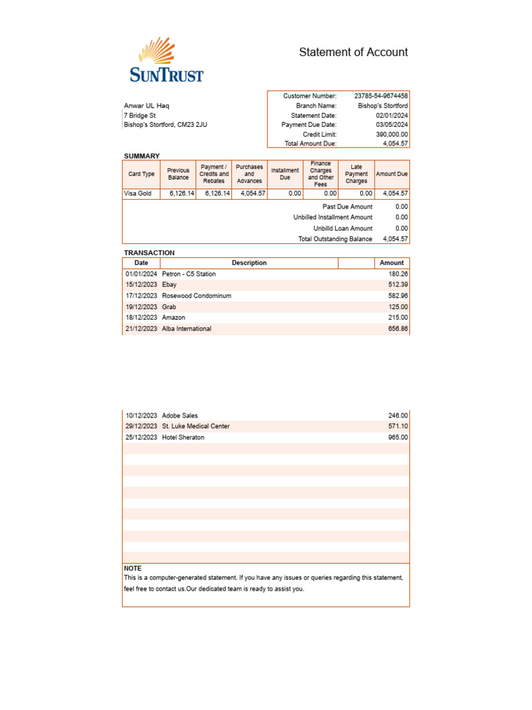 Bank Statement Template 4 TemplateLab | PDF | Credit Card | Banking ...