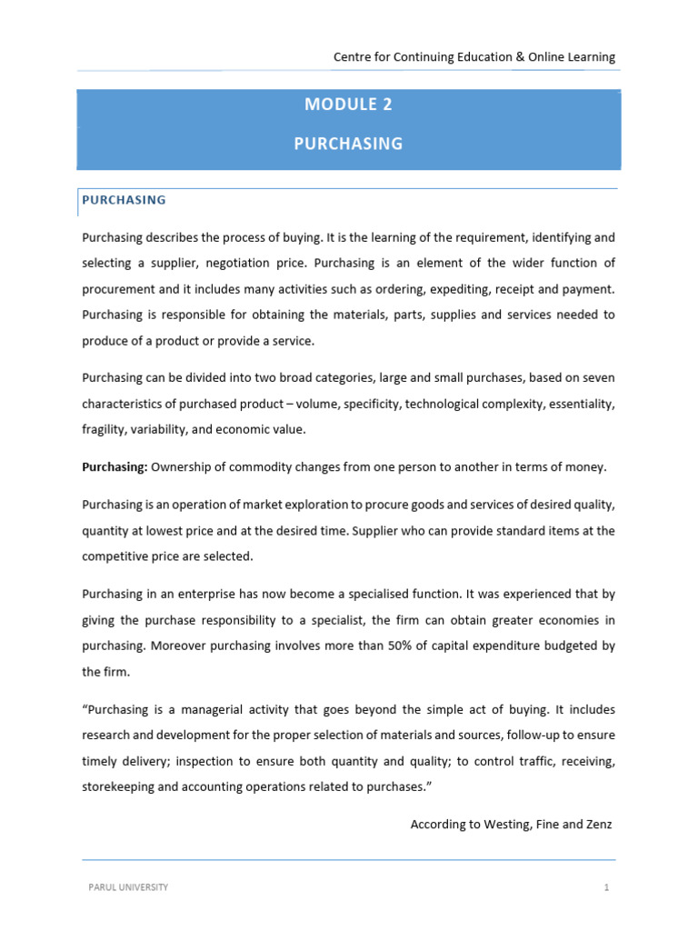 Module 2 | PDF | Lean Manufacturing | Procurement