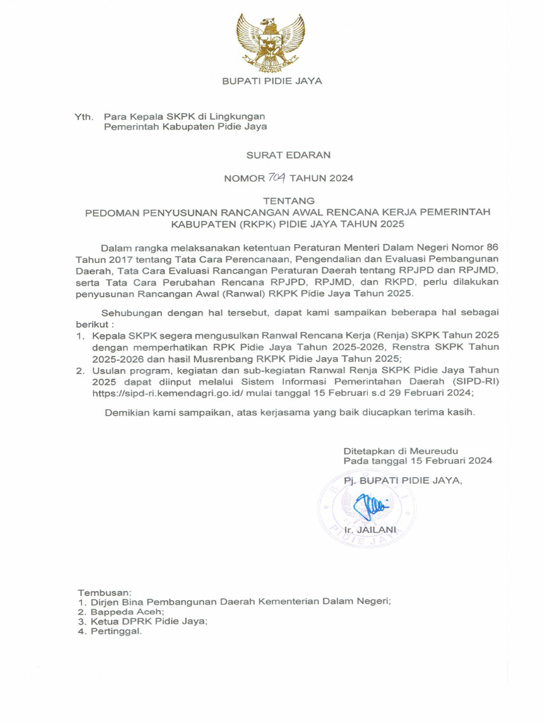 Surat Edaran Ranwal RKPK | PDF